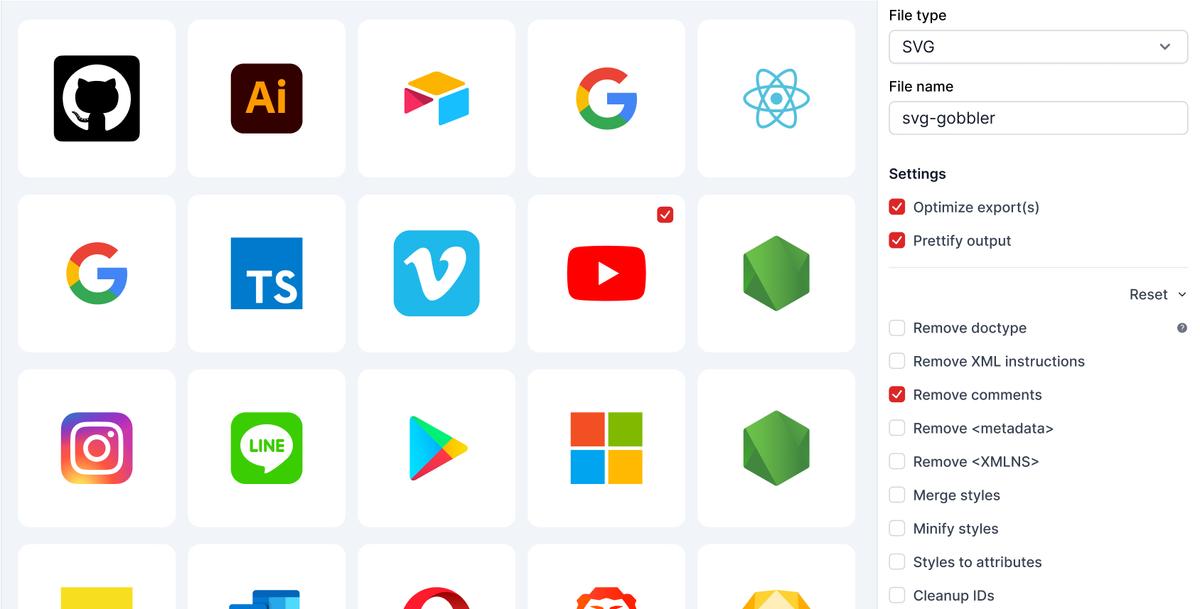 SVG Gobbler - Find, optimize, organize, edit, and export SVGs like never before